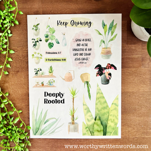 Keep Growing Sticker Sheet – Worthy Written Words