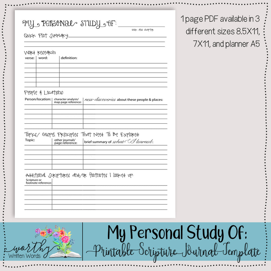 My Personal Study Page – Worthy Written Words