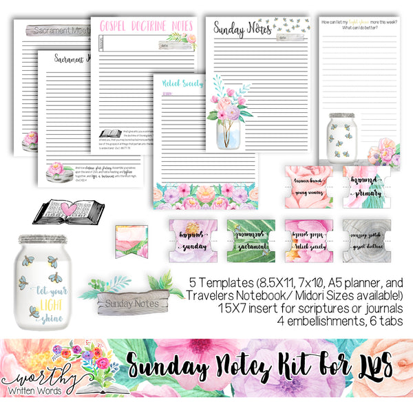 Sunday Notes Kit for LDS – Worthy Written Words